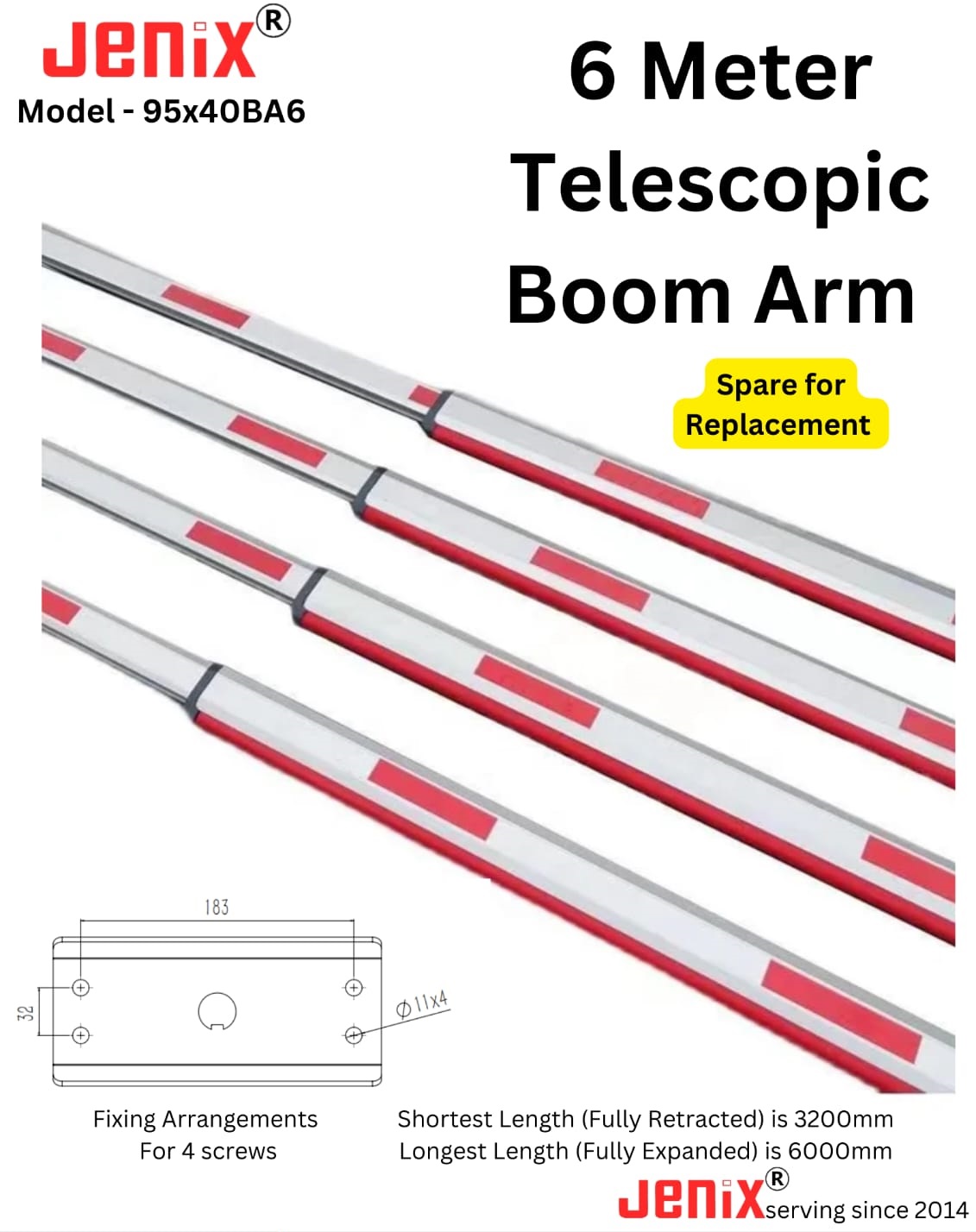 boom arm 6 meter telescopic type for boom barrier gate barrier parking ...