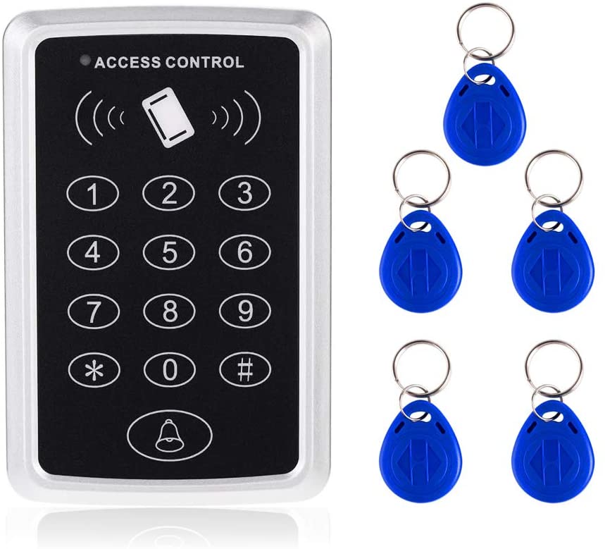 Jenix Security Door Access Control Keypad, ID Keypad with 5 ID Key Fobs, Stand-Alone Keypad ...