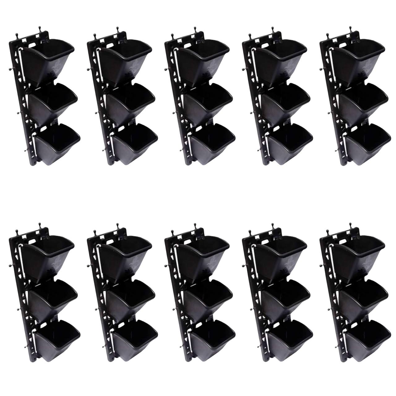 Vertical Wall Hanging Garden Pots| 10 Panel & 30 Pots |Black Color ...